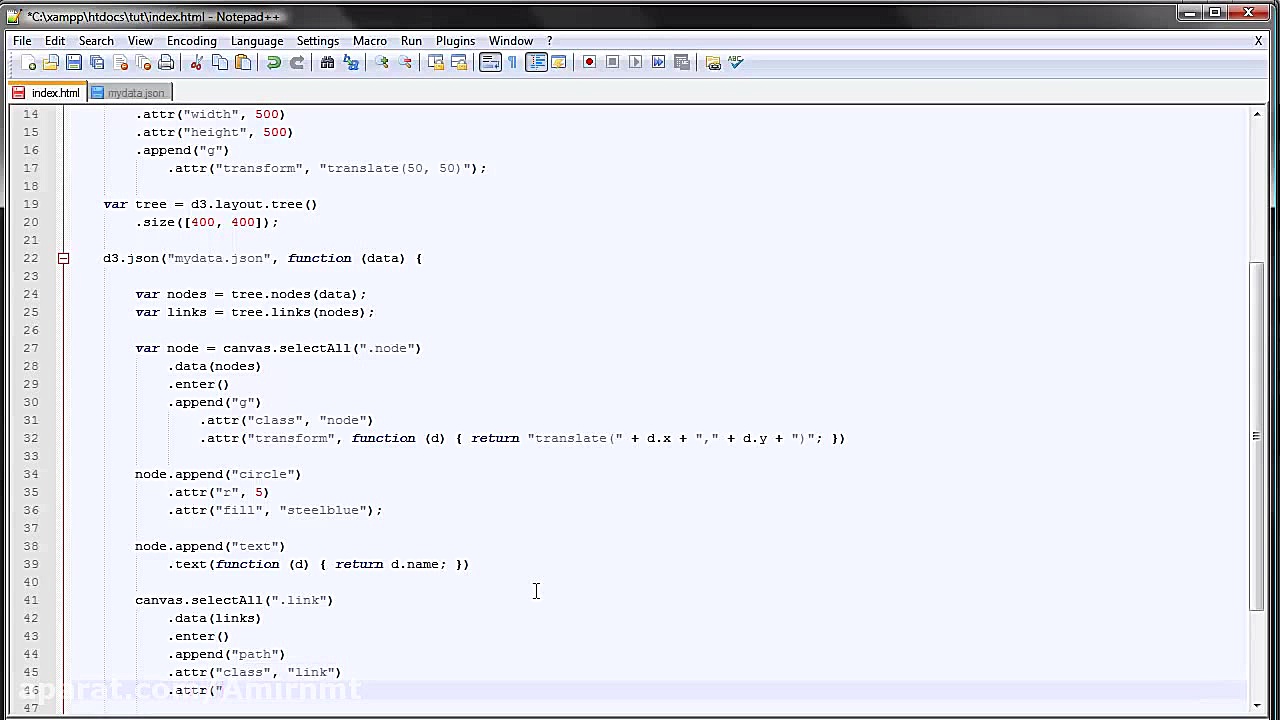 D3.js tutorial - 15 - The Tree Layout (2/2)