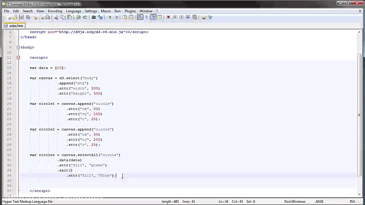 D3.js tutorial - 7 - Enter, Update, Exit