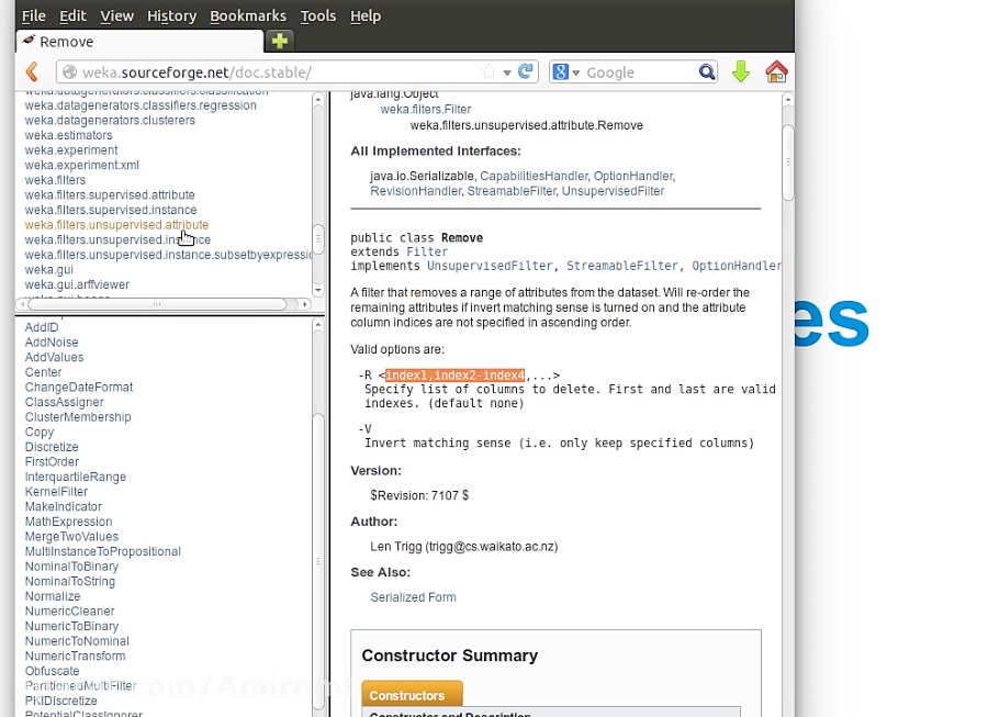 WEKA API 4/19: Filtering Attributes