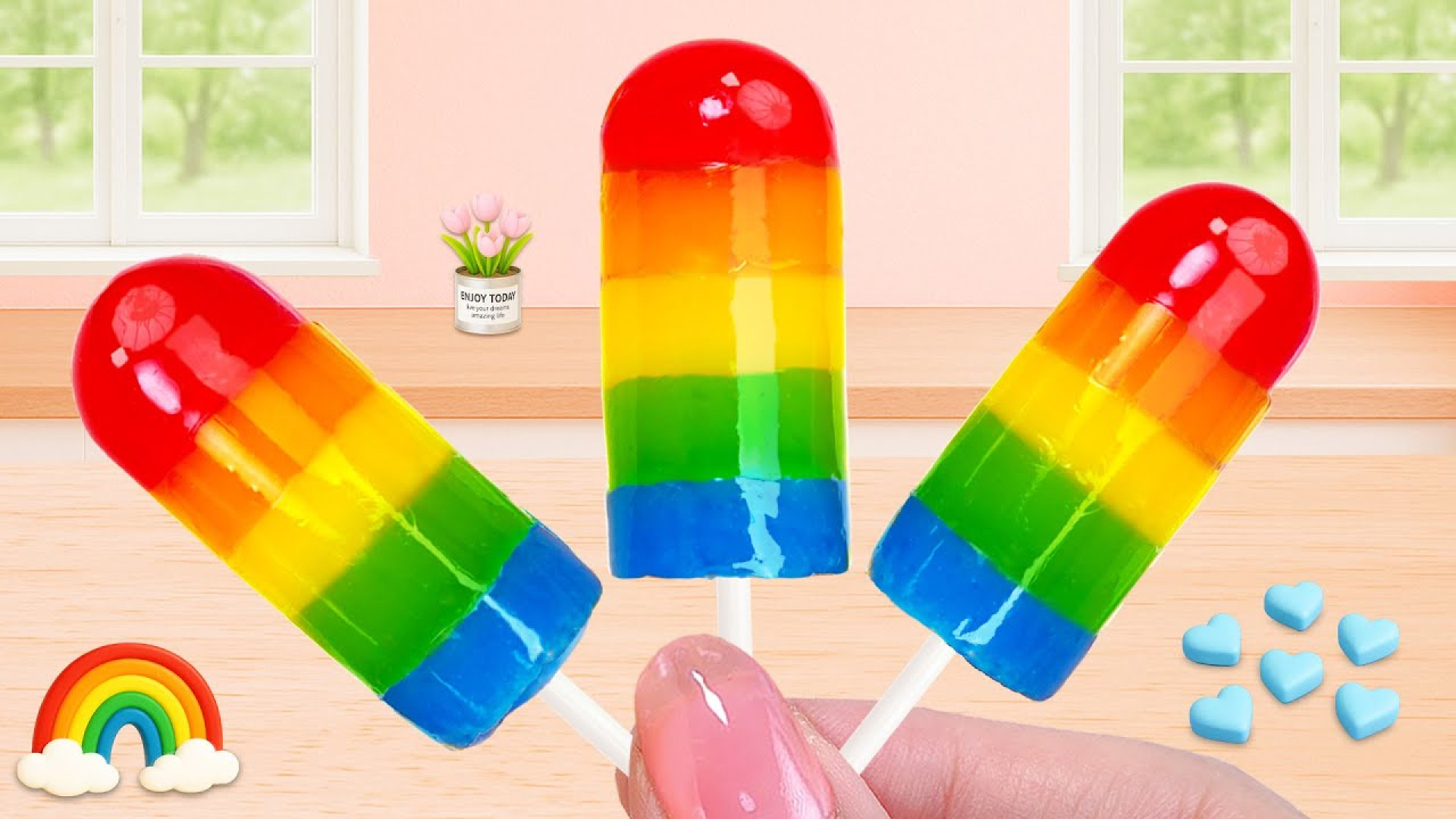 Rainbow Jelly Popsicle Challenge | Satisfying Mini Candy Layers | Lily Li