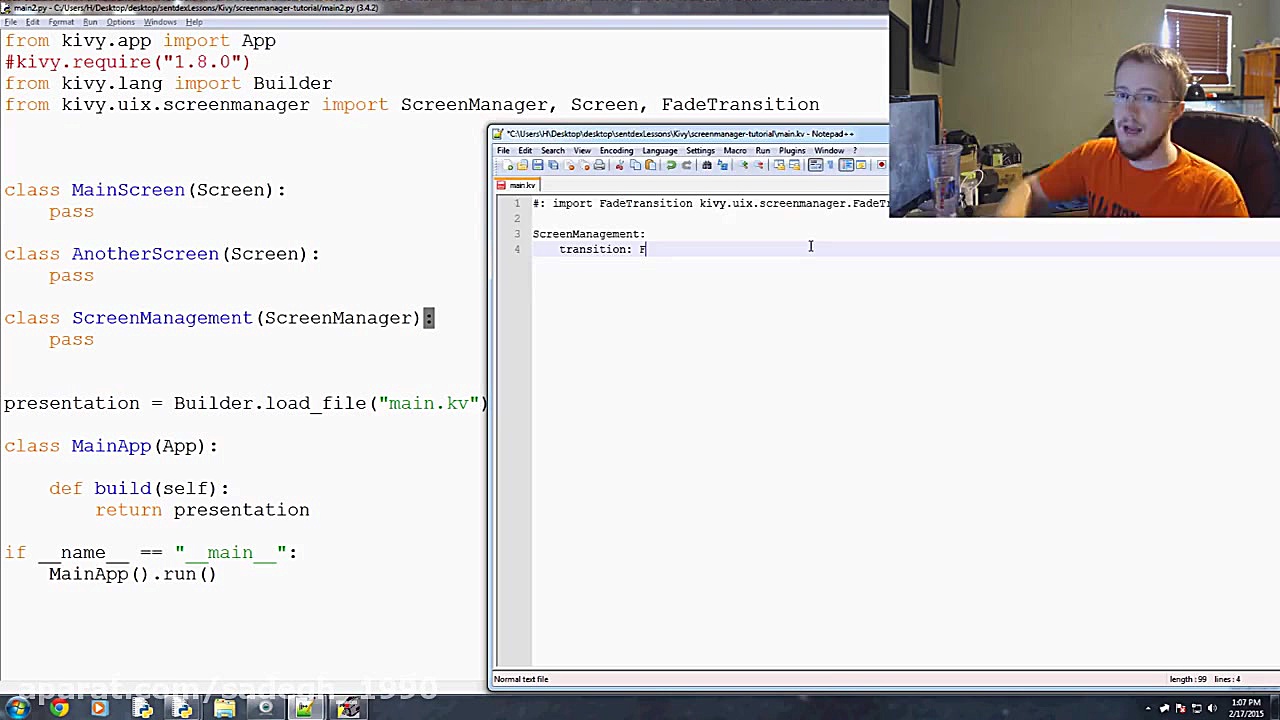 Kivy with Python tutorial Part 10 - Screen Manager