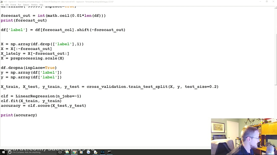 Regression forecasting and predicting - Practical Machine Learning Tutorial with Python p.5
