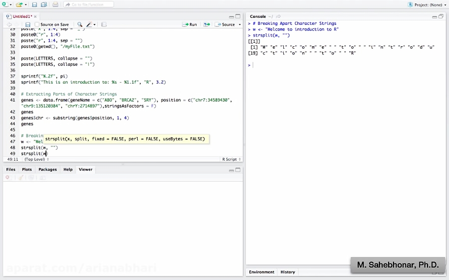 آموزش نرم افزار R - مدیریت Character - (توابع پایه، substring، sprintf، paste، cat و strsplit)