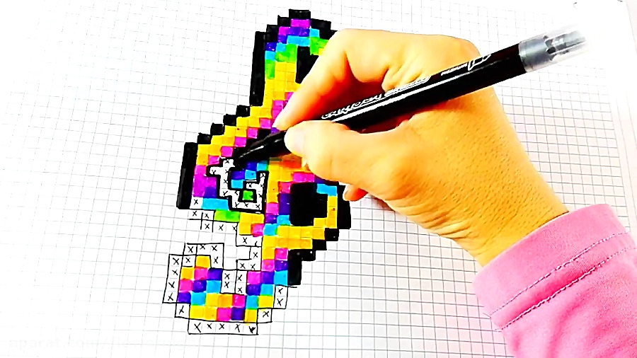 Como dibujar la CLAVE DE SOL ARCO IRIS- pixel art