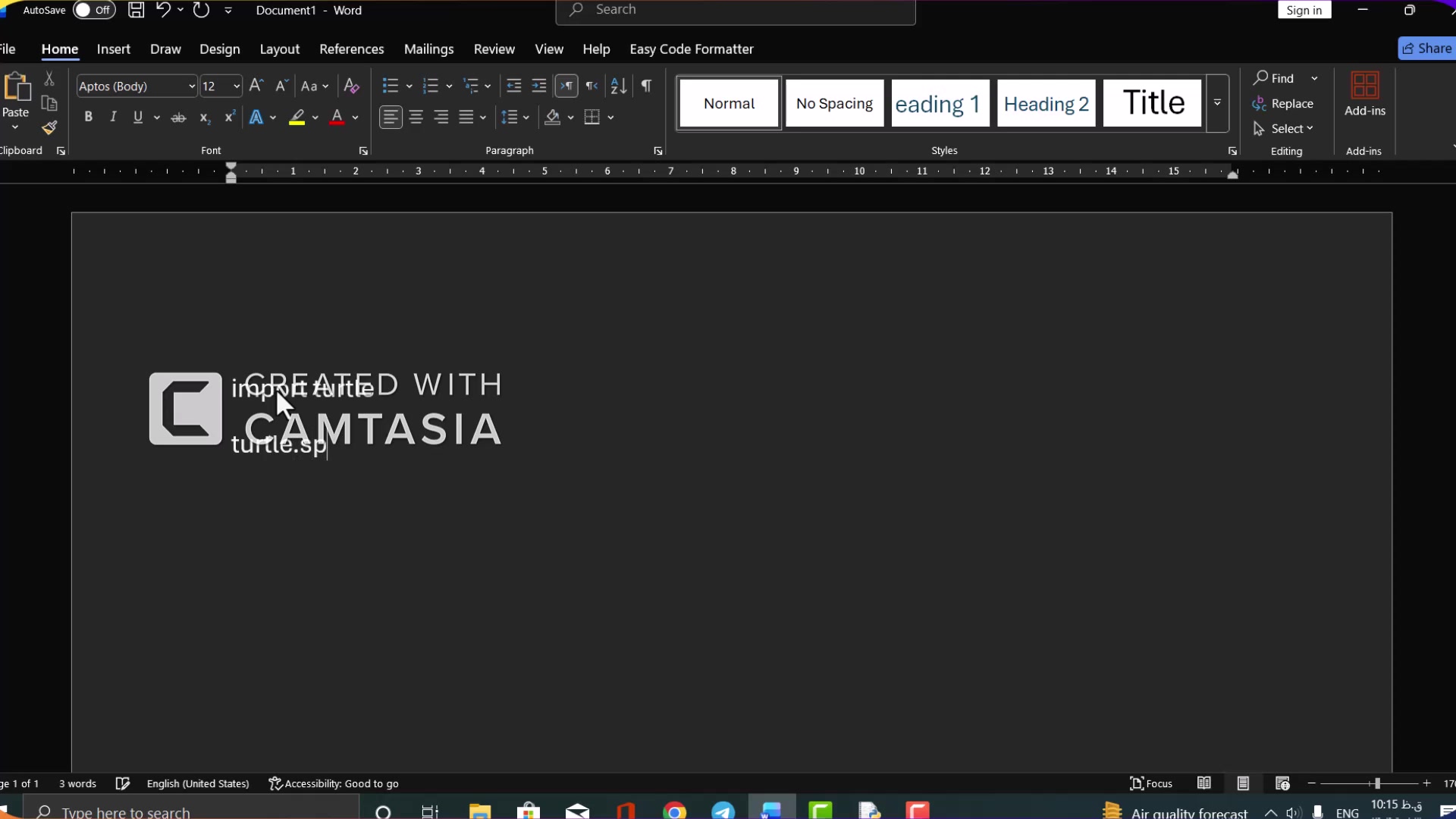 افزونه easy code formatter در نرم افزار word