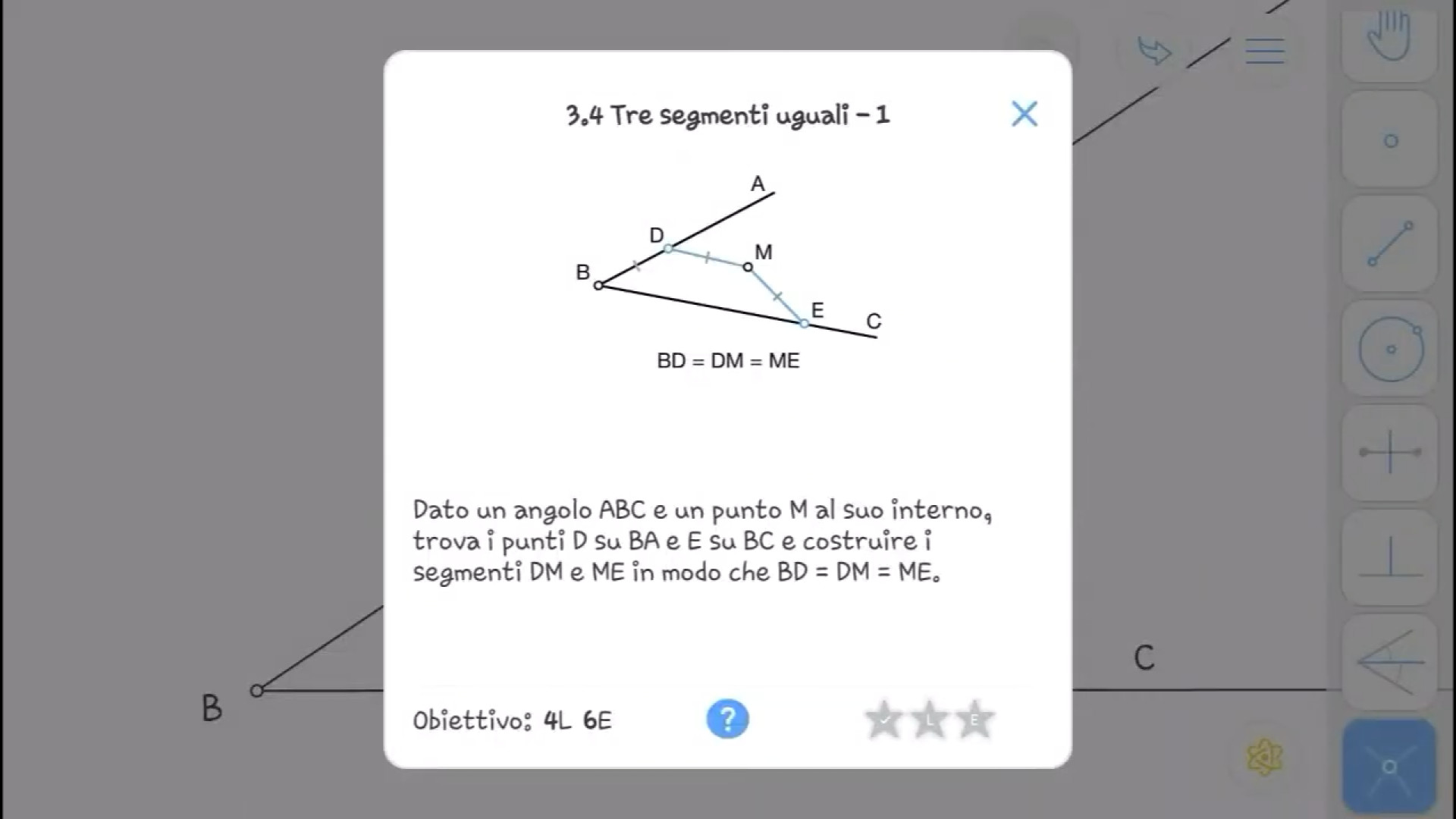 Euclidea level 3.4 4L-6E-V2