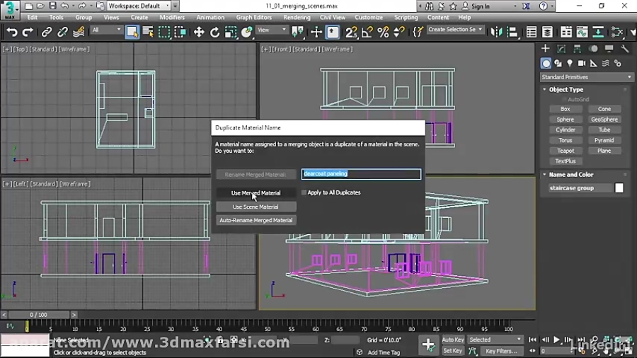 3ds Max Merging scenes آموزش وارد کردن فایل و آبجکت به تری دی مکس مرج
