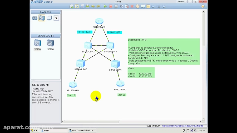 Preview Lab VRRP using eNSP Huawei Simulator