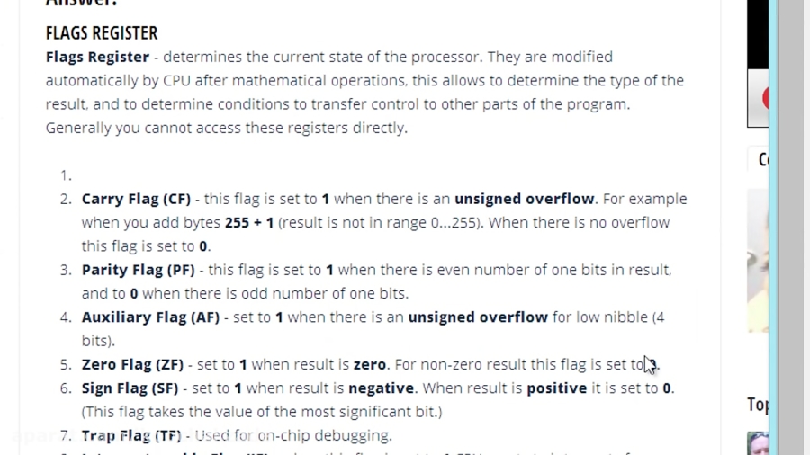 Assembly Language Programming Tutorial - 25 - CPU Satus Flags