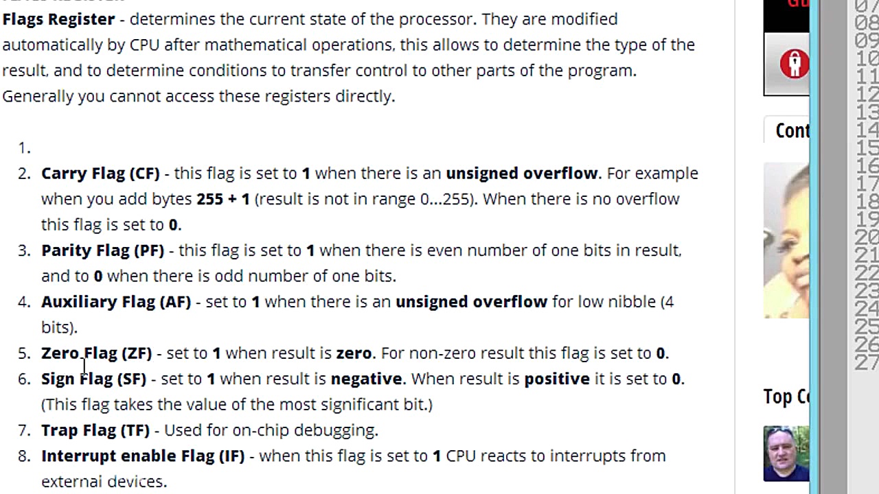 Assembly Language Programming Tutorial - 25 - CPU Satus Flags