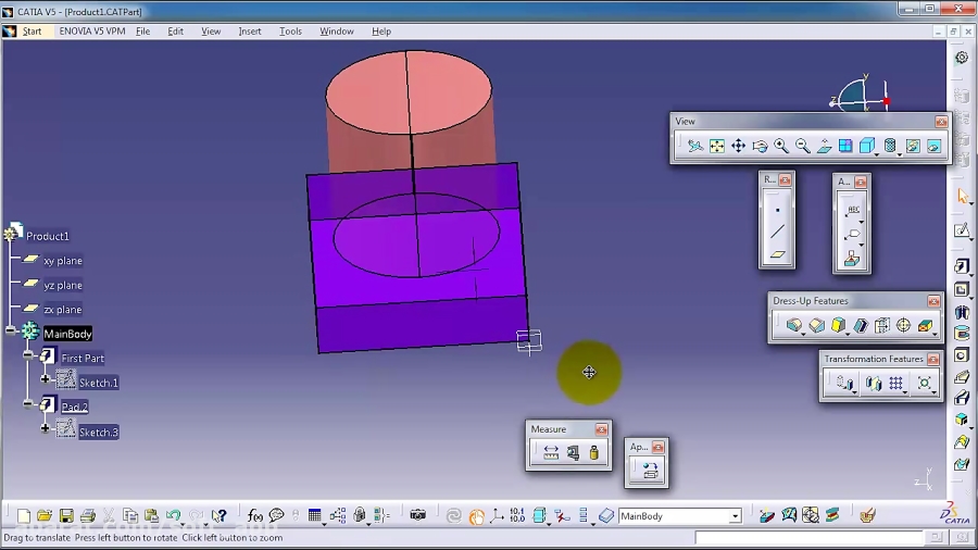 75 CATIA Beginner Tutorial: Measure ToolBox, Measure Between Tool