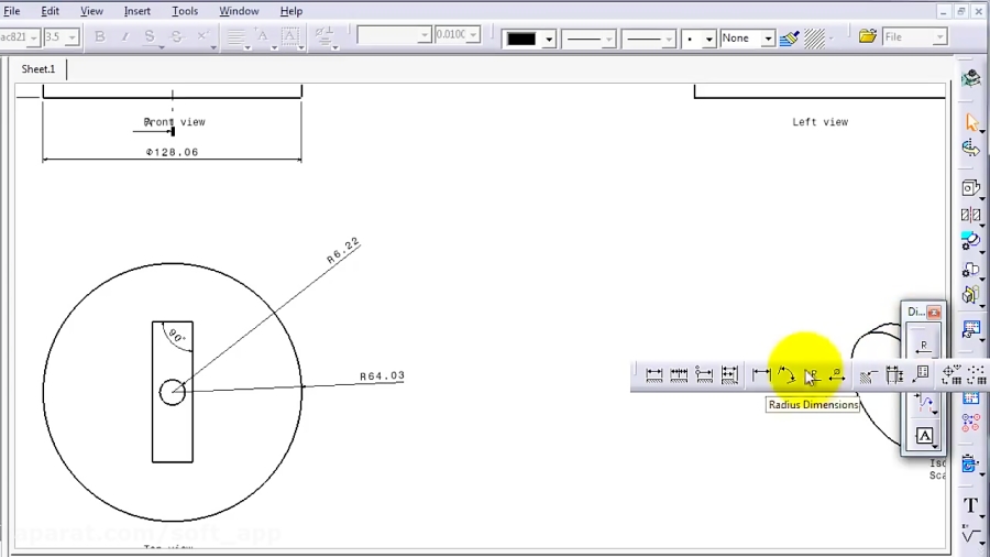 106 CATIA drawing Tutorial: Diameter Dimensioning