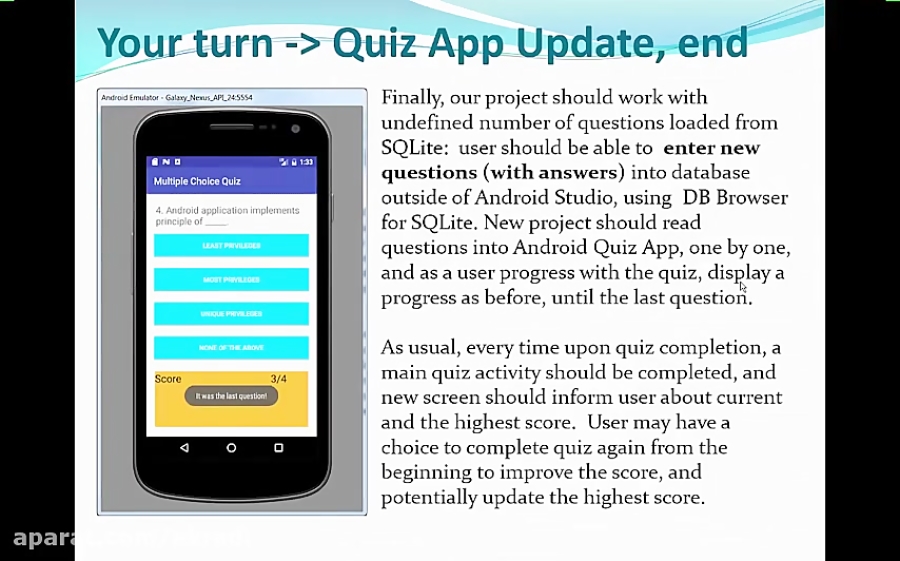 Lesson18 Android - Multiple Choice Quiz Read data from SQLite
