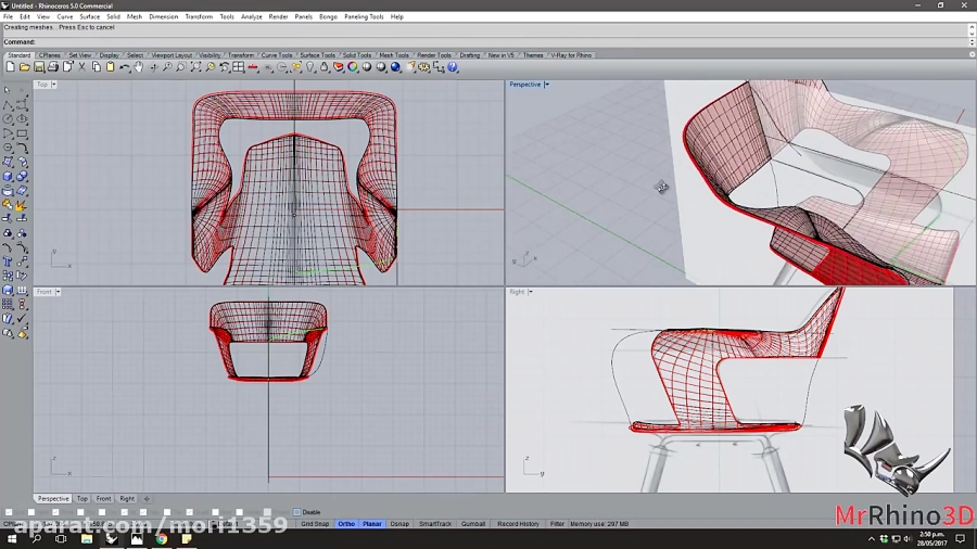 Tutorial Rhino 3D | Silla sencilla para mobiliario (5/8)