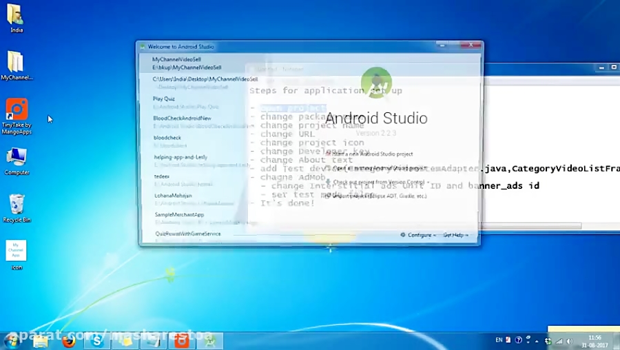 Open channel android app and Change Package name application name AdMob id and Generate APK.