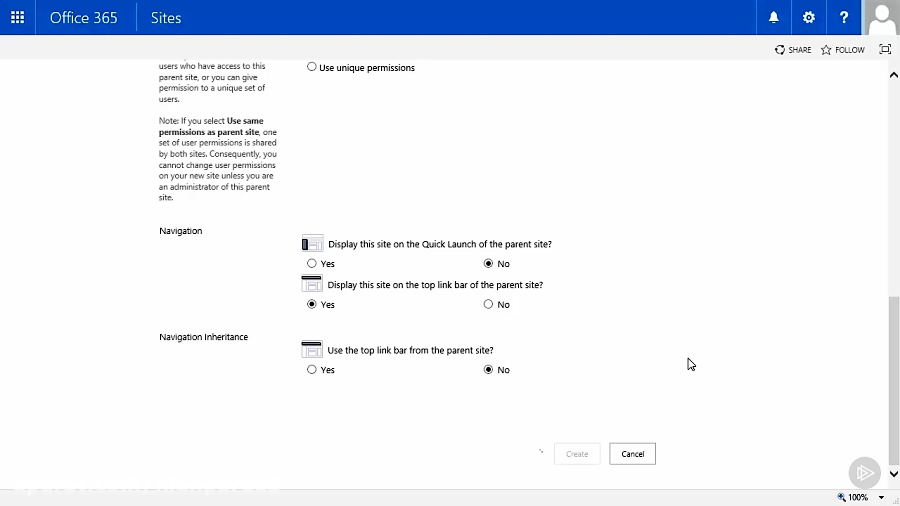 Setting up SharePoint-Demo Creating a Subsite