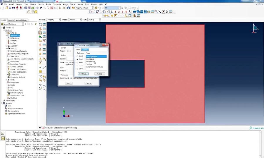 adaptive remesh two-dimension in abaqus analysis