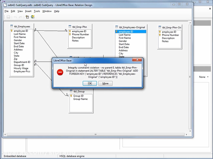 LibreOffice Base (42) SQL SubQuery