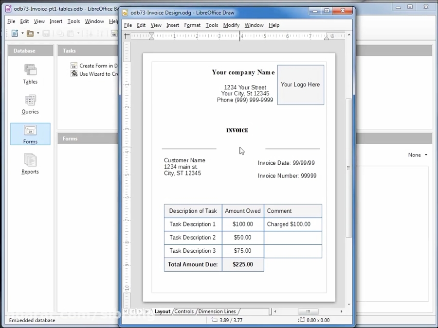 LibreOffice Base (73) Home Invoice pt1 Tables