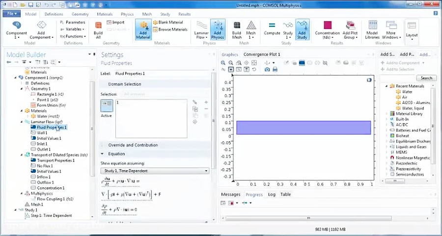 COMSOL: Time Dependent Diffusion in 2D pipe flow (part 2) order of ...