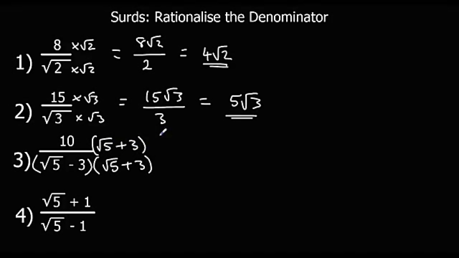 Surds Rationalise the Denominator