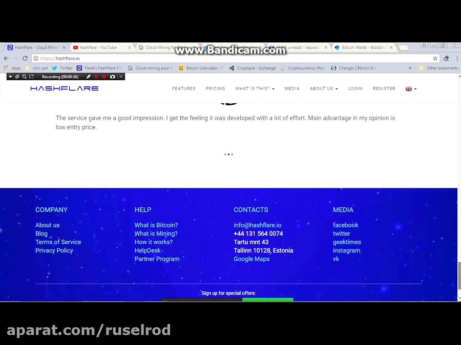 نحوه ثبت نام در سایت هش فلیر (hashflare)