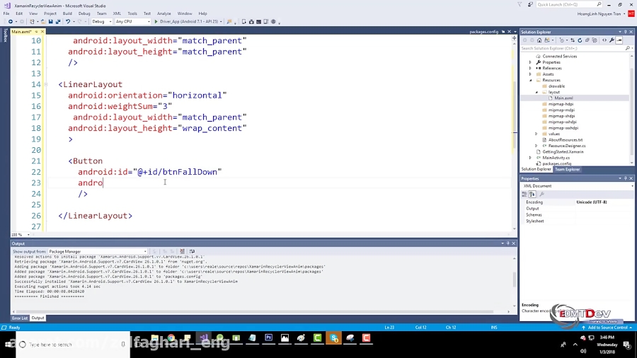 Xamarin Android Tutorial - Recycler View Animation