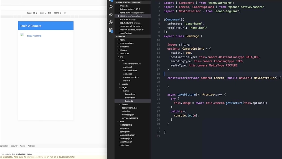 Mocking an Ionic 2 Camera Application with Ionic Native 3.x
