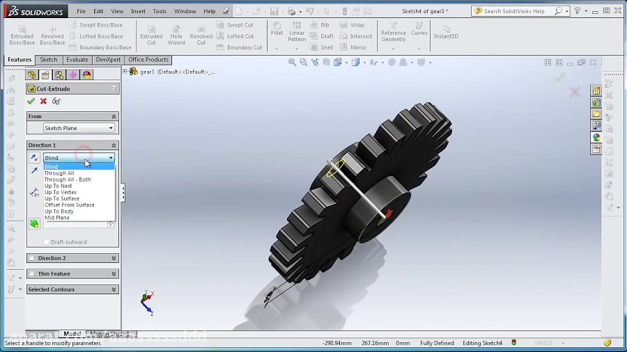 7- SolidWorks Gear Tutorial: Gear Shaft Hole KeyWay
