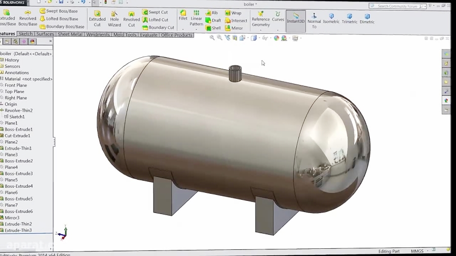 Solidworks Simulation tutorial | Analyze Tank Pressure in Solidworks