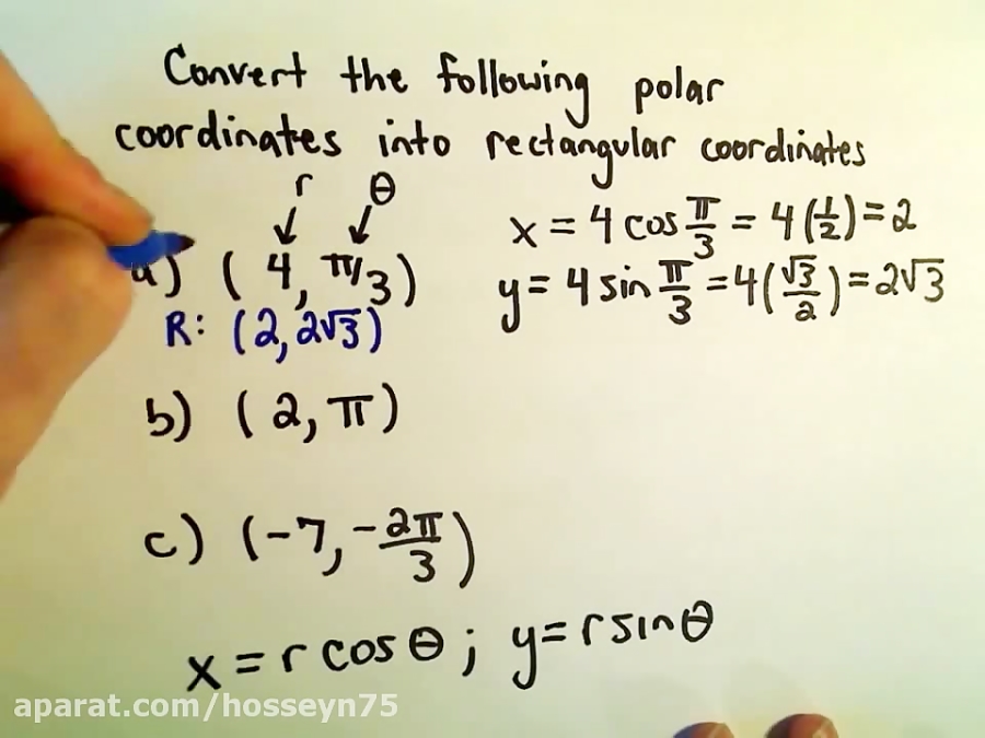 Converting Between Polar and Rectangular (Cartesian) Coordinates, Ex 3