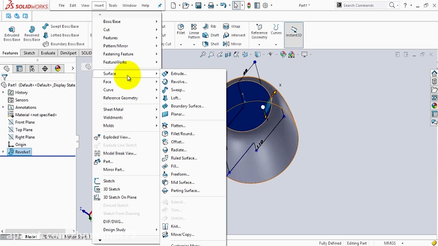 SolidWorks Tutorial - Mug Designing - 2017