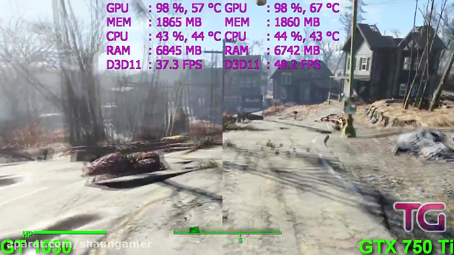 GT 1030 vs GTX 750 Ti in Fallout 4 (Pentium G4560)